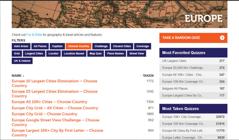 New Choose Country/State Filter For Geography Quizzes - hugequiz
